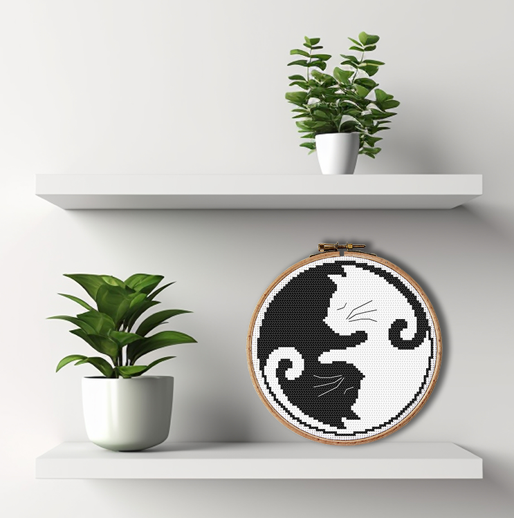 Wzór do haftu PDF - Yin yang kot - Coricamo Wzór do haftu PDF - Yin yang kot - Coricamo